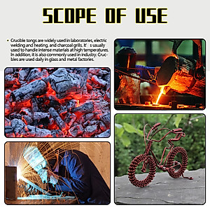 Mardatt 3 Pcs Professional Grade Crucible Kit, 16'' and 10 '' Stainless Steel Crucible Tongs with Heat Resistant Safety Melting Furnace Gloves, Metal Refining Casting Tool for Laboratory and Industry