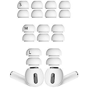[9 Pairs] Compatible with AirPods Pro Ear Tips, Silicone Replacement S/M/L 3 Size Fit in Charging Case Earbuds Tips with Storage Box Compatible with AirPods Pro 2 (4S 3M 2L White)