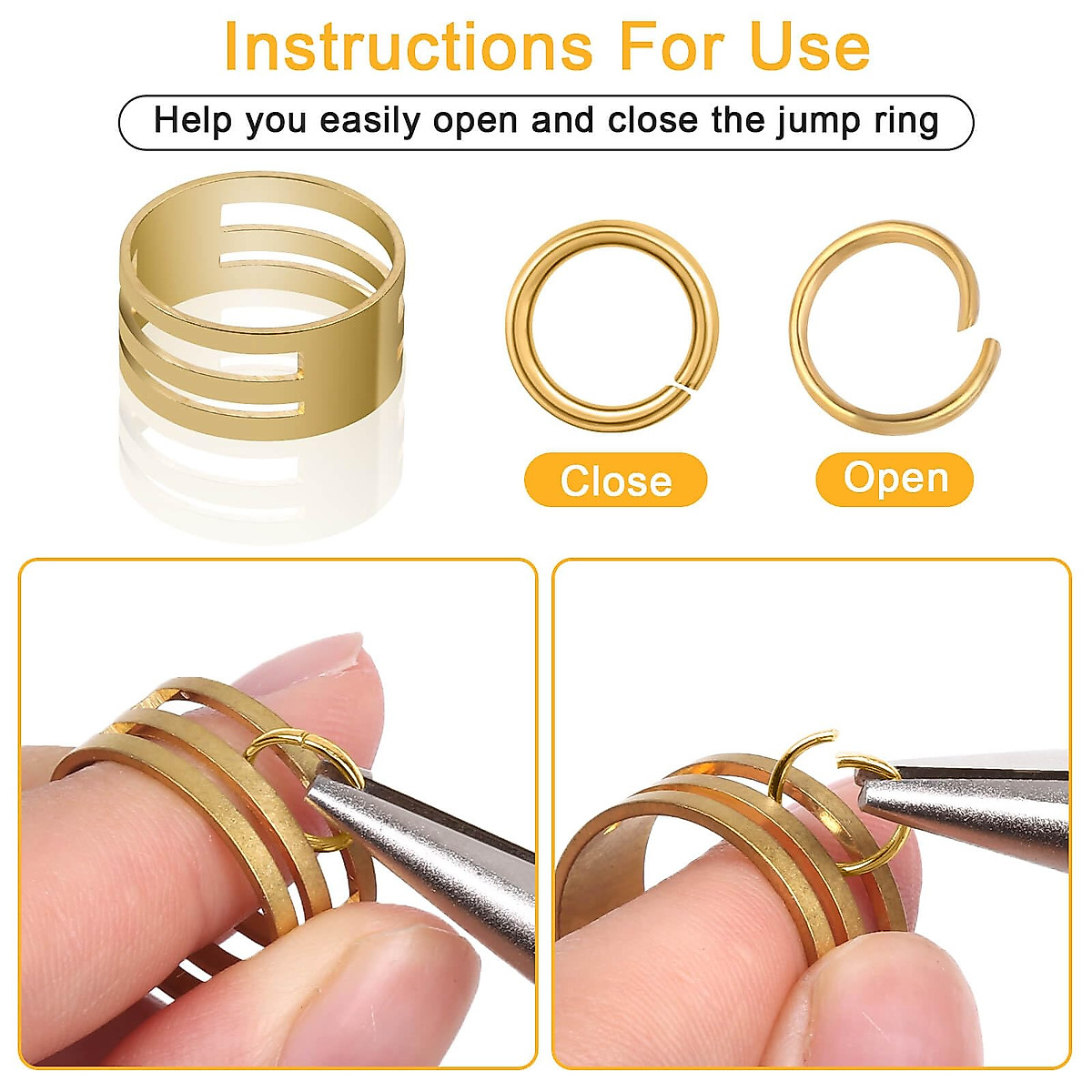 Anezus Jump Rings for Jewelry Making Supplies and Necklace Repair with Jump Ring Pliers and Open Jump Ring(1200Pcs Silver and Gold)Anezus Jump Rings for Jewelry Making Supplies and Necklace Repair wit
