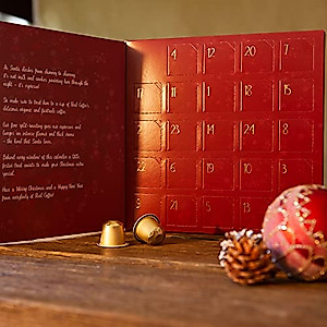 Christmas Advent Calendar with 24 Nespresso Compatible Pods from Real Coffee. Recyclable Original Line Aluminium Capsules. One Capsule for Each Day. Explore 11 Delicious Varieties. Red Edition