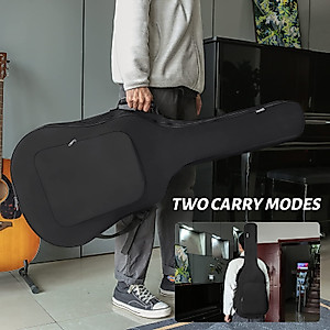 AODSK Acoustic Guitar Gig Bag,0.39Inch Thick Padding,Guitar Bag Adjustable Shoulder Strap,Black-For 40 41inch Acoustic Guitar