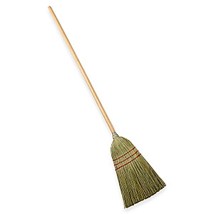 Carlisle 4134967 Warehouse Broom with Wood Handle, 10" Bristle Trim, 1" Height, 1" Width, 55" Length, Corn Blend, Natural