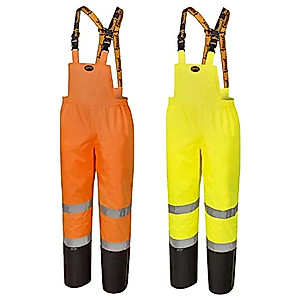 Pioneer Ripstop High Visibility Bib Pant - Safety Rain Gear – Hi Vis, Waterproof, Reflective, Work Overalls for Men – Orange, Yellow/Green