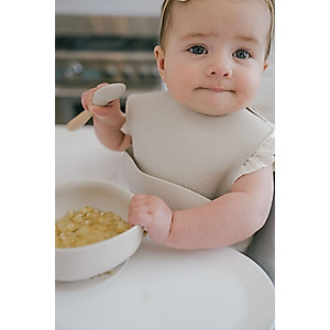 PAPERCLIP Adjustable Silicone Baby Bib for Babies Toddlers Boy Girl in Mushroom with Reusable Snack Bag