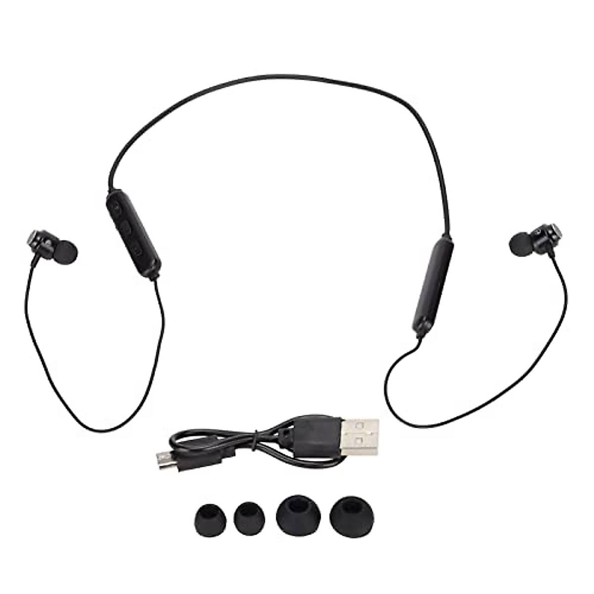Dilwe Neckband Headphones, Headset Neck Mounted Wireless Headset Neckband Sports Headset Noise Reduction Earplugs with Microphone (Black)