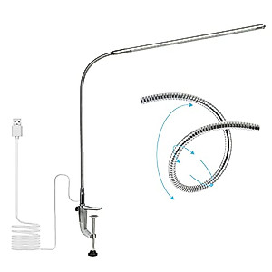 lishumei USB LED Desk Lamp, Adjustable Clip On LED Nail Lamp Light Eye Care Gooseneck 360° Swivel with Switch LED Clamp Light for Manicure Reading Tattoo