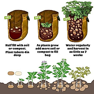 15 Gallon Potato Planter Grow Bags with Flap, Grow Containers Bucket, Nonwoven Fabric Garden Pot for Growing Potatoes Tomato Vegetables, Pack of 2