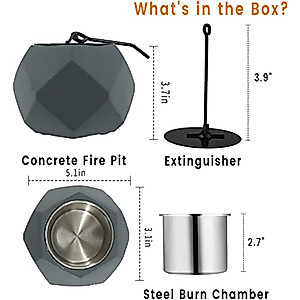 Aobaks Tabletop Fire Pit, Baclcony Fire Pit, Concrete Table Top Fire Pit, Personal Fire Bowl Outdoor Fireplace for Indoor and Outdoor Use.