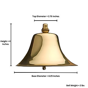 Bevin Bells Yacht Bell – Solid Brass 8" Fog Bell | Ship Bell | Boat Bell | Wonderful Tone with a Loud and Long Ring | Hanging Bell | Highly Polished and Lacquered | Made of Solid Brass | Made in USA