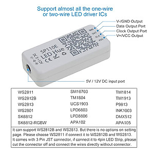 ALITOVE WS2812B WS2811 Addressable LED Bluetooth Controller iOS Android App Wireless Remote Control DC 5V~12V for SK6812 SK6812-RGBW WS2812 SM16703 Dream Color Programmable RGB LED Strip Pixel