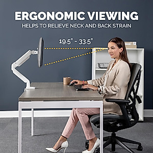 Fellowes Platinum Series Single Monitor Arm for 32-Inch Monitors, Full Motion, 360° Rotation, VESA Mount with Grommet or Clamp, USB Ports, Ergonomic, White, 8056201