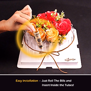 Ribbonbonbox Flower Money Cake – Fake Cake Gift Box – Christmas, Birthday Gifts for Her and Him – Best Gift Ideas for Quinceanera, Sweet 16 Gifts for Girls – Surprise Money Box for Cash Gift Pull