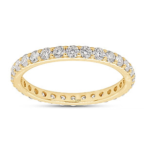 SAVEARTH DIAMONDS 1 Carat Round Cut Lab Created Moissanite Diamond Full Eternity Stackable Wedding Band Ring For Women In 14K Solid Yellow Gold (VVS1 Clarity, 1 Cttw)-6.5
