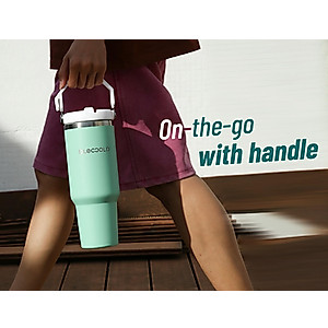 DLOCCOLD 40 oz Tumbler with Flip Straw & Handle,Stainless Steel Leak Proof Tumbler,Double Walled Insulated Water Bottle,Reusable Cup, Portable Travel Mug Fit in Cup holder