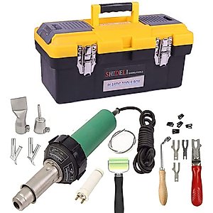 EGK-Tool Hot Air Welding Gun Pistol Plastic Welder Heat Gun Hot Gas Welder Set Kit w/Vinyl Floor Flooring Butterfly Repair Welding Kit, Handy Carry Box