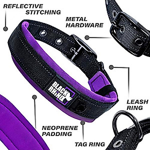 Black Rhino - The Comfort Collar Ultra Soft Neoprene Padded Dog Collar for All Breeds - Heavy Duty Adjustable Reflective Weatherproof (Medium, Purple/Bl)