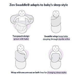 Nested Bean Zen Swaddle® - Gently Weighted Swaddle | Baby 0-6M | TOG 1.5 | 100% Cotton| Prevents startles | Aids Self-Soothing | Exceeds Safety Benchmarks | 2 Sizes in 1| Machine Washable