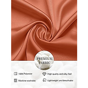 AW BRIDAL Satin Pajamas Set Sexy Silk Sleeveless Pjs Set Soft Camisole Tops and Pants 2 Pieces Sleepwear for Women Bride, Burnt Orange L