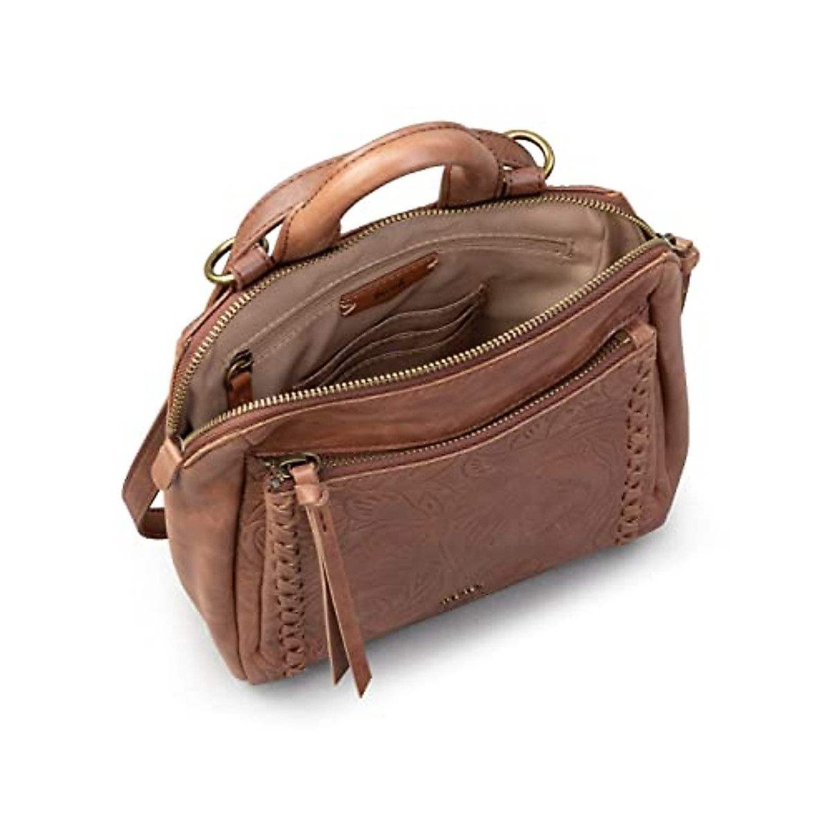 the sak Women's Loyola Mini Convertible Backpack in Leather, Teak Leaf Embossed, One Size