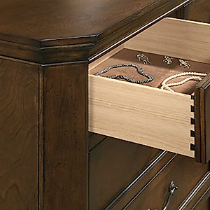 Roundhill Furniture Maderne Traditional Wood 3-Drawer Nightstand, Antique Walnut