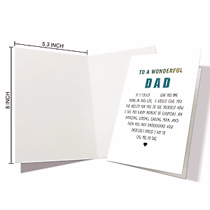 Nchigedy Dad Meaningful Birthday Card, Special Birthday Gift for Dad, Sweet Fathers Day Card from Daughter Son, to A Wonderful Dad.