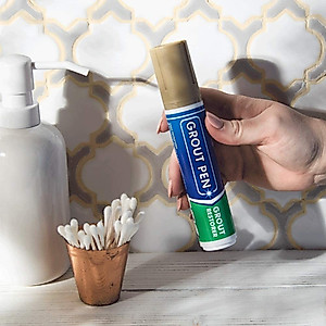 Grout Pen Beige Tile Paint Marker: Waterproof Grout Paint, Tile Grout Colorant and Sealer Pen - Beige, Wide 15mm Tip (20mL)