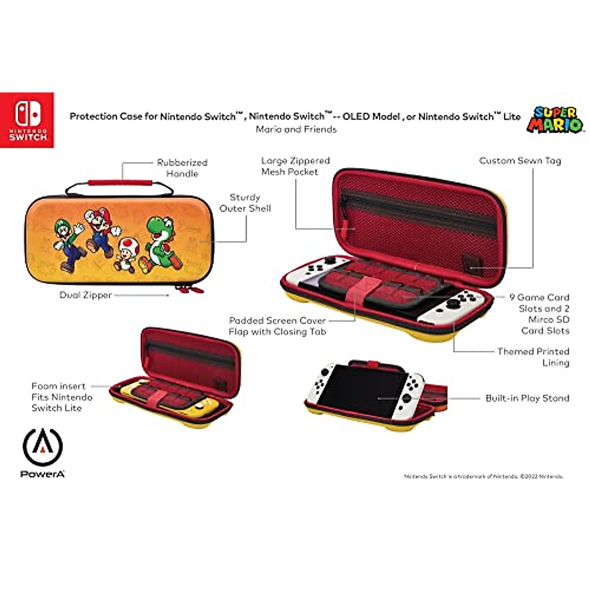 PowerA Protection Case for Nintendo Switch - OLED Model, Nintendo Switch or Nintendo Switch Lite - Mario and Friends, Protective Case, Gaming Case, Console Case, Accessories, Storage, Officially licensed