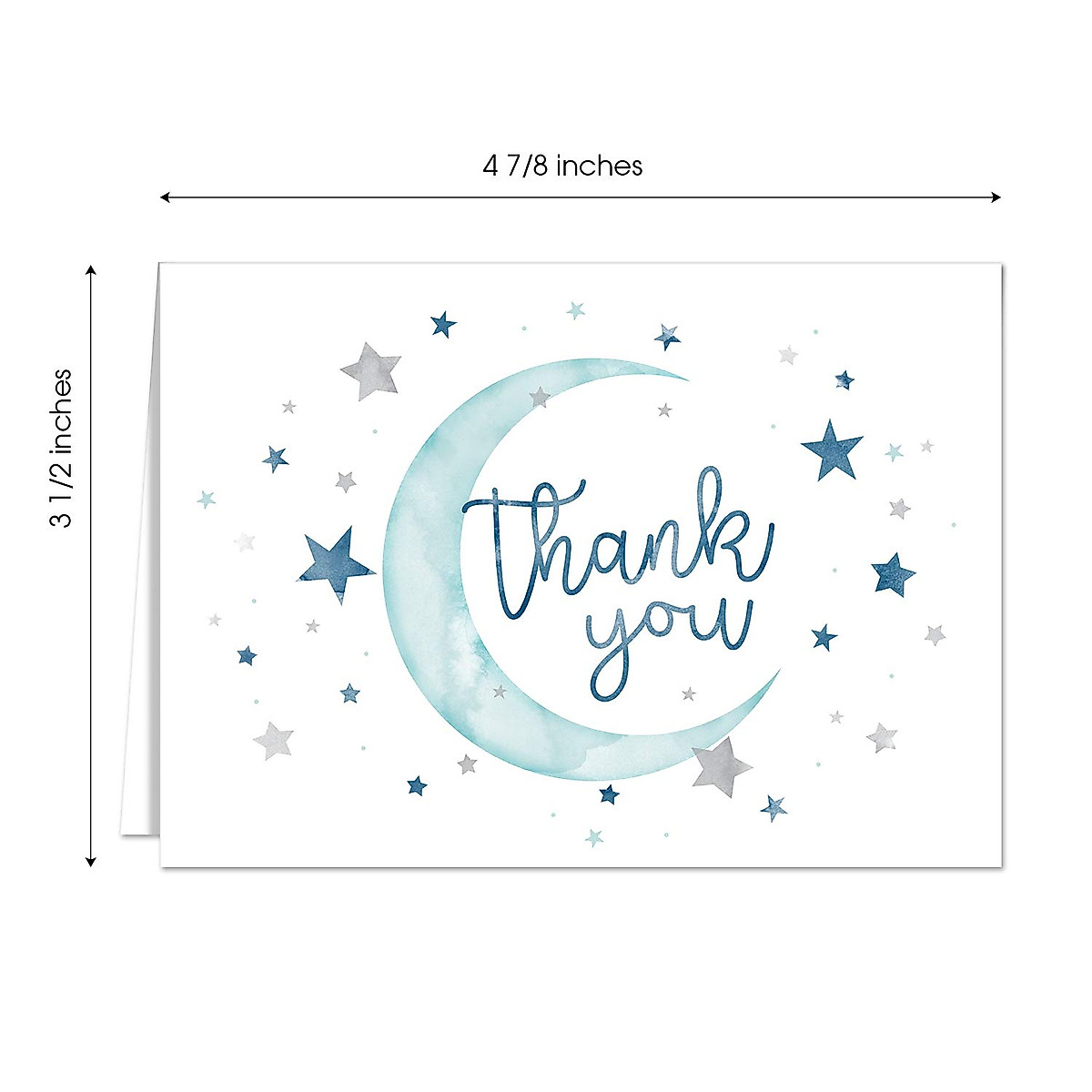 Starry Delight Thank You Cards / 24 Baby Shower Thank You Cards / 6 Night Sky Appreciation Greeting Card Designs / 3 1/2" x 4 7/8" New Baby Gratitude Note Cards/Made In The USA
