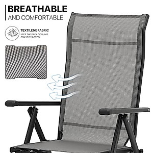 MoNiBloom 3 in 1 Lounge Chair Set of 2 Patio Folding Lawn Lounge Chairs Outdoor Lounge High Back Chair Camp Reclining Lounge Chair with Retractable Footrest for Poolside Backyard, 300lbs Capacity