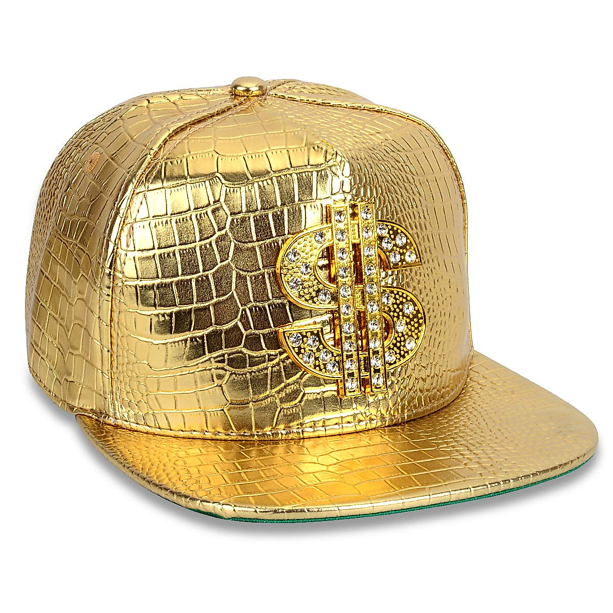 FuZhiBang NYU14 The New Crocodile Baseball caps Alloy Dollar Flat-Brimmed hat Hip-hop hat (Gold)