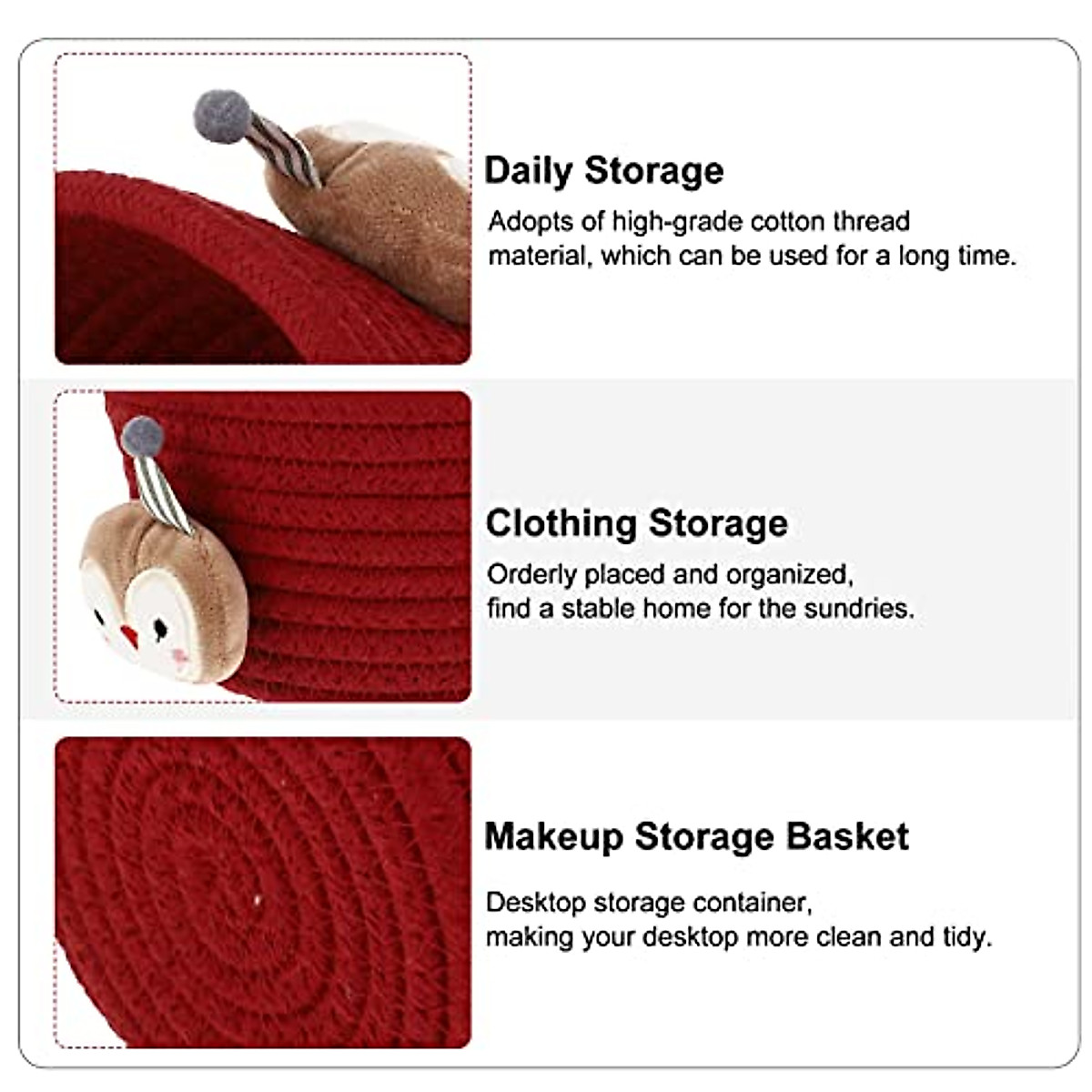 Toddmomy Collapsible Laundry Baskets Small Cotton Rope Woven Storage Basket Decorative Hamper Toilet Paper Basket with Penguin Doll Nursery Bin Laundry Baskets for Room Blankets Book Toy Organizer