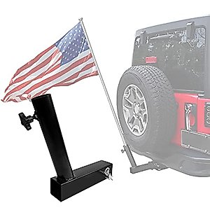 KAIRAY Hitch Mount Flagpole Holder Universal for Standard 2 inch Hitch Receivers fit for Truck SUV RV Pickup