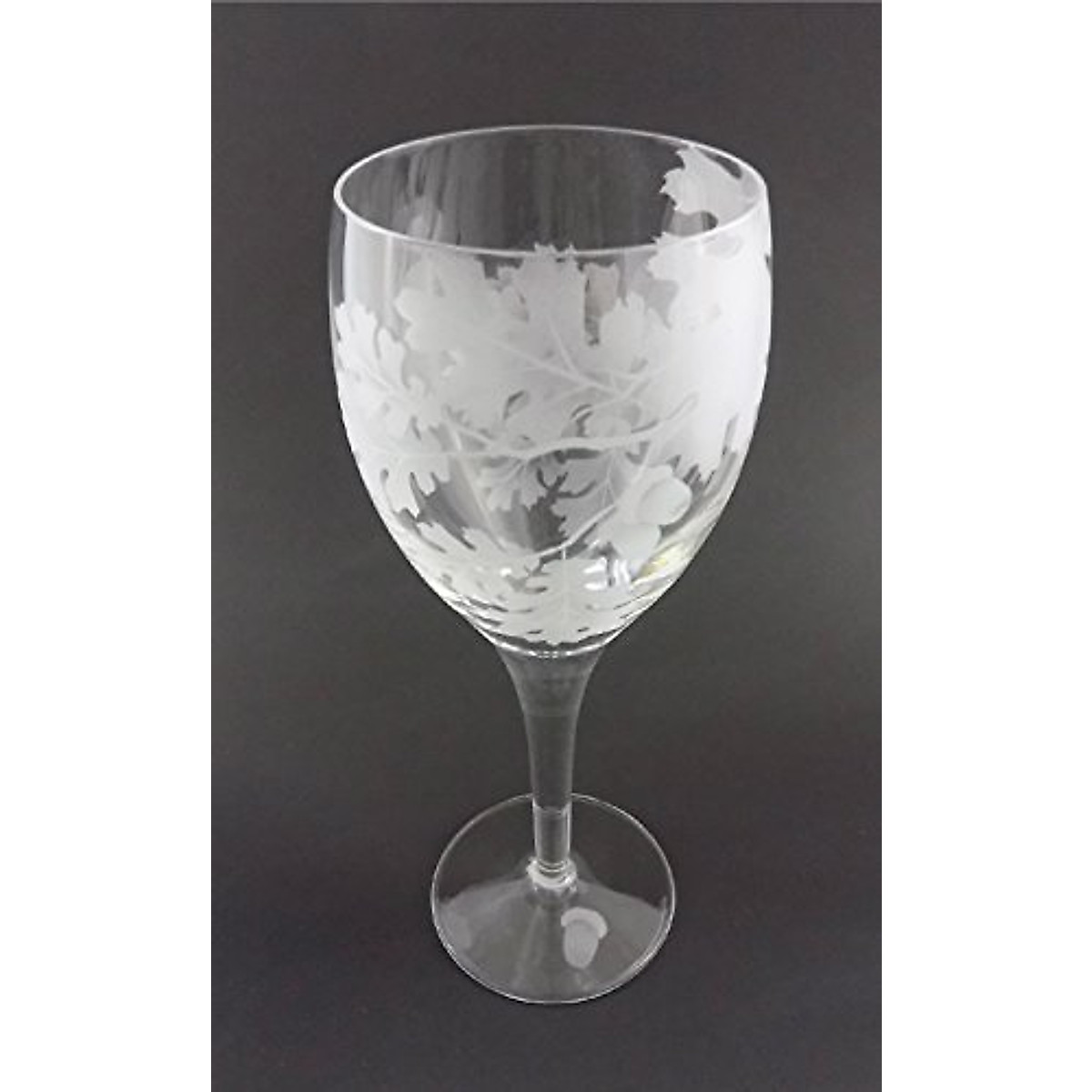 IncisoArt Hand Etched Italian Crystal Goblet Sandblasted (Sand Carved) Handmade Wine Water Glass Engraved (Oak Leaves Acorn Nut, 340 Milliliter (11.5 Ounce) White Wine)