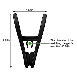 Graunton Hanger Clips for Hangers, Strong Pinch Easily Clip on Plastic Hangers, Multi-Purpose Plastic Finger Clips for Pants, Boy Girl Clothing, Body Suit, Shorts, Socks, Black (Black 24 Pack)