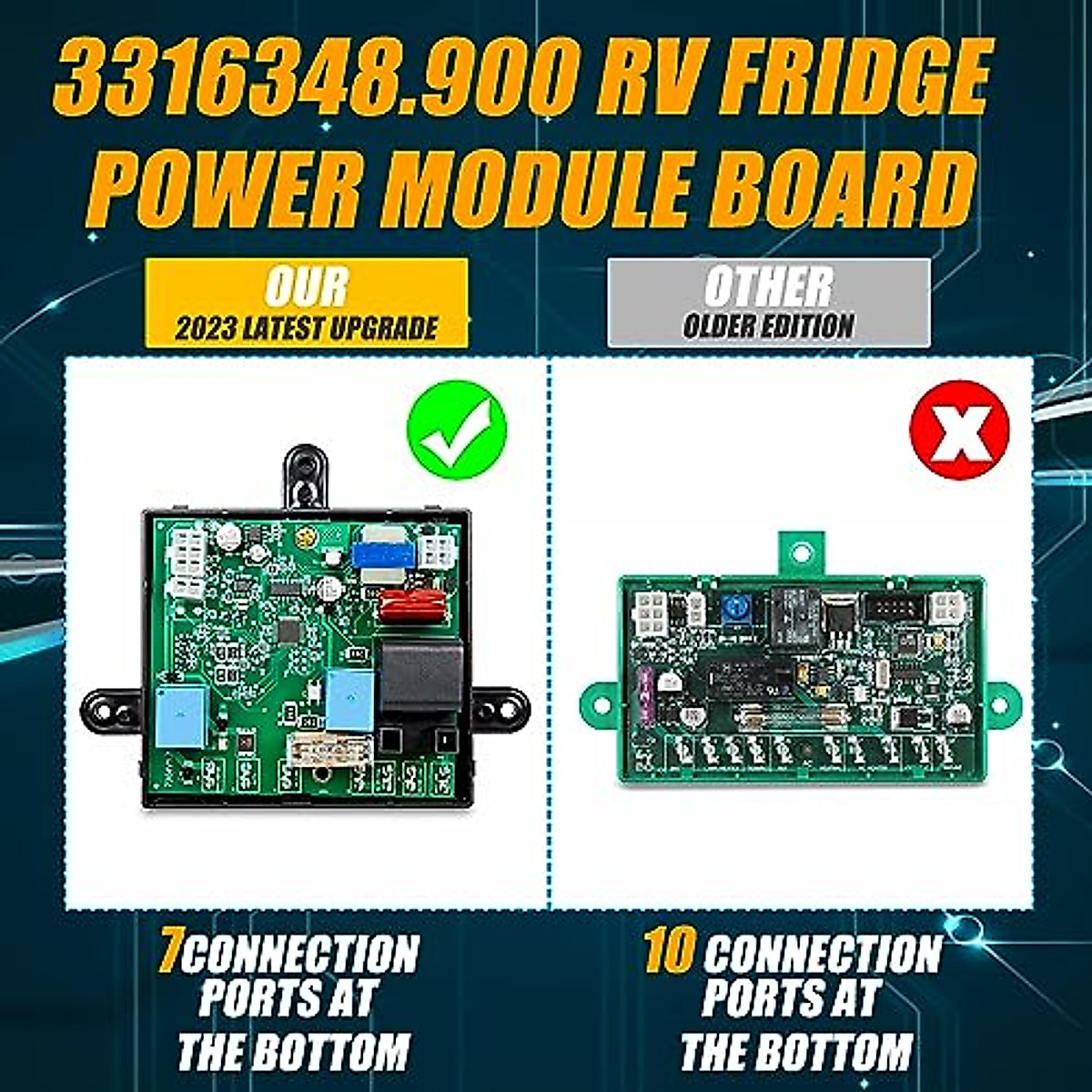 Upgraded 3316348.900 Rv Refrigerator/Fridge Power Module Board Circuit/Control Board Compatible With Dometic DM2652 DM2662 RM2652 DM2663 DM2852 DM2862 RM2454 RM2551 etc Replaces 3316348.000