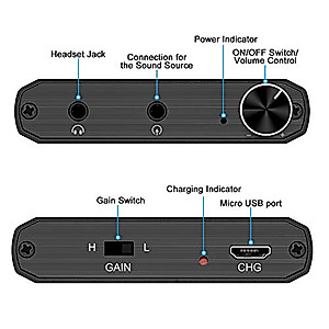 Headphones Amplifier Portable 3.5mm Stereo Audio Out Powered Dual-Output with Lithium Battery and 2-Level Boost Headphone Amplifier (Headphone Amps)
