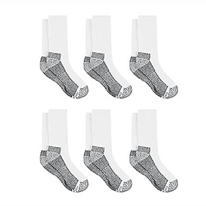 Hanes mens Crew Socks, 6-pair Pack Work Sock, White, 6 12 US
