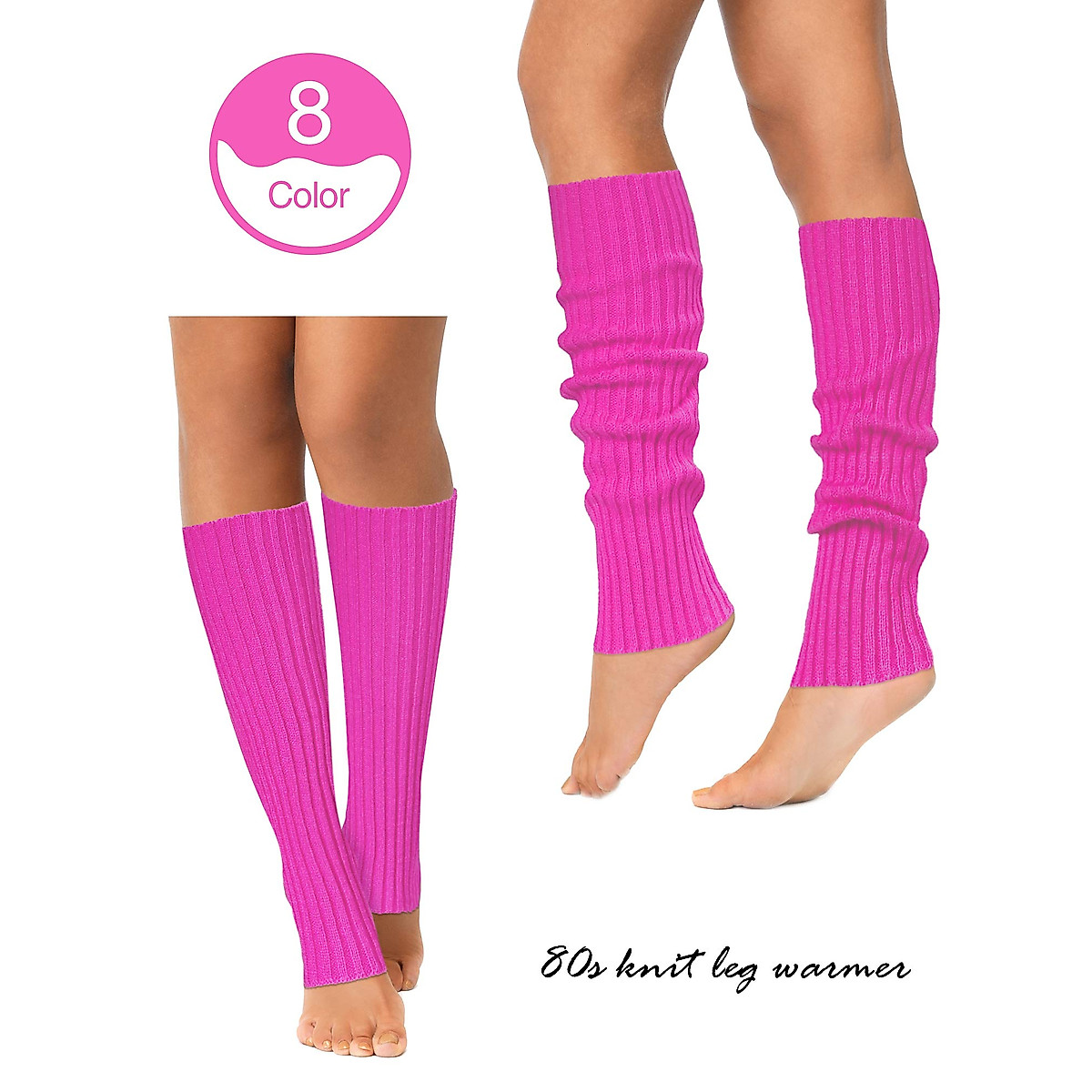 SATINIOR 8 Pairs Women Knit Leg Warmers 80s Eighty's Ribbed Leg Warmers for Party Sports