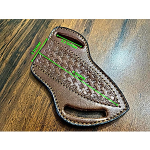 SOGO KNIVES Leather Knife Sheath for Belt, Slanted Pancake Sheath, Tooled Leather Sheath, Beautiful Cow Boy 3 to 5 inches Skinner Knife Leather Cover 100% Real Leather (Brown)