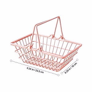 Toddmomy Mini Shopping Basket Metal Wire Storage Basket with Handles for Mini House Furniture Decoration Kids Party Favors