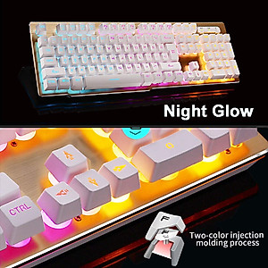 Backlit Keyboard,Wireless Fast-Charging Keyboard Suspended Keycap Illuminated Mechanical Feel Gaming Keyboard 104 Keys for Laptop Desktop PC (White)