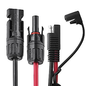 Tsinghwang 2 Set 10AWG Solar Panel to SAE Adapters Solar Extension Cable 50Amps Connectors for RV Solar Panel Battery DC Power Battery Charger 55cm/22in
