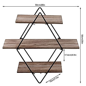 BILPIKOGoo Floating Shelves for Wall, Geometric Diamond Wall Shelves, 3 Tier Hanging Floating Display Shelf Decor, Geometric Style Decor Shelf for Bedroom Living Room Office