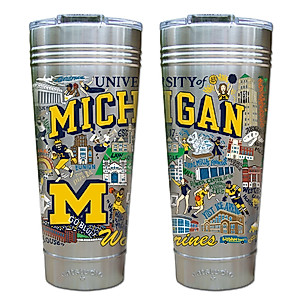 Catstudio Michigan, University of Collegiate Thermal Tumbler | Triple Wall Insulation With Non Slip Bottom | Great College Travel Cup for Water, Coffee, Tea, or Smoothies