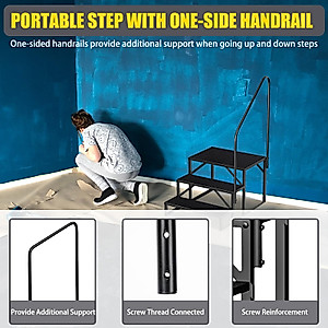 Pool Ladder, 3 Step Outdoor Steps 660 LBS Load Capacity, Portable RV Steps with Handrail and Non-Slip Platform, Mobile Home Steps Camper Accessories as Gifts for Campers and RV Travelers (3 Step)