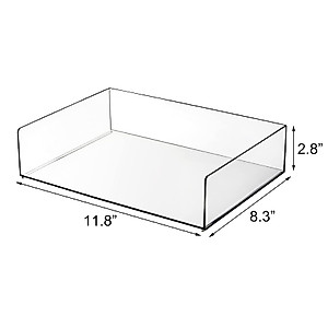 Elsjoy Set of 2 Acrylic Letter Tray, 2-Tier Stackable Paper Tray Clear Desktop File Organizer for Documents, Books, Magazine, Office, School