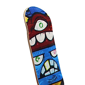 Premium Fingerboard Graphic Deck, Stack 'Em Monsters - 34mm x 97mm - Heat Transfer Graphics, Pro Shape & Size - Pre-Drilled Holes - Includes Prolific Foam Tape - Teak Tuning