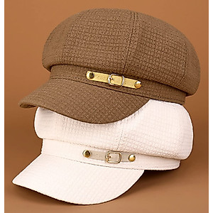Women Newsboy Caps Warm Visor Beret Hat Cozy Trendy Vintage Cabbie Hat for Ladies Girls Coffee-b