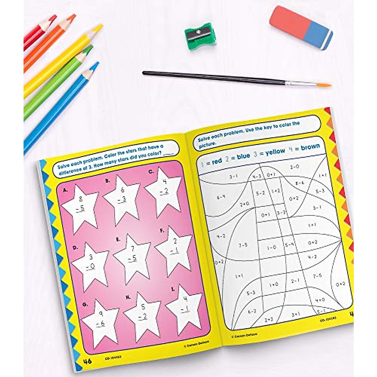 Carson Dellosa First Grade Skills Workbook―Grade 1 Reading, Addition, Subtraction, Graphing, Measuring, Phonics, Writing Skills Practice With Stickers (64 pgs) (Home Workbooks)