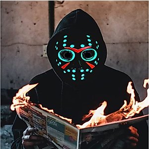 SOUTHSKY LED Mask,M205,Full Face Masks with Luminous Blue Neon Lights for Halloween,Festival,Carnival,Fancy Costume,Cosplay Party